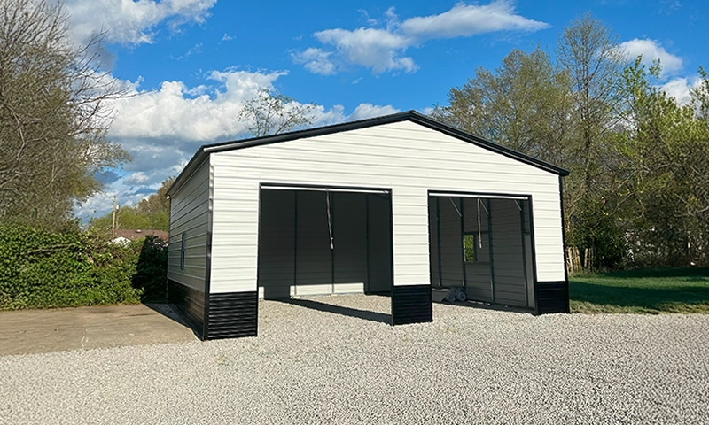30x40x10 Two Tone Metal Garage Building with Dual Roll-Up Doors ...